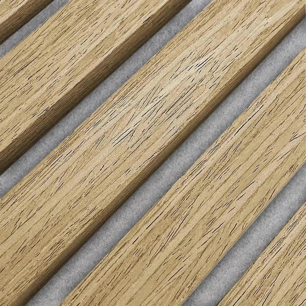 Natural Oak Grey Felt Wooden Wall Panel | Acoustic Slat Walls
